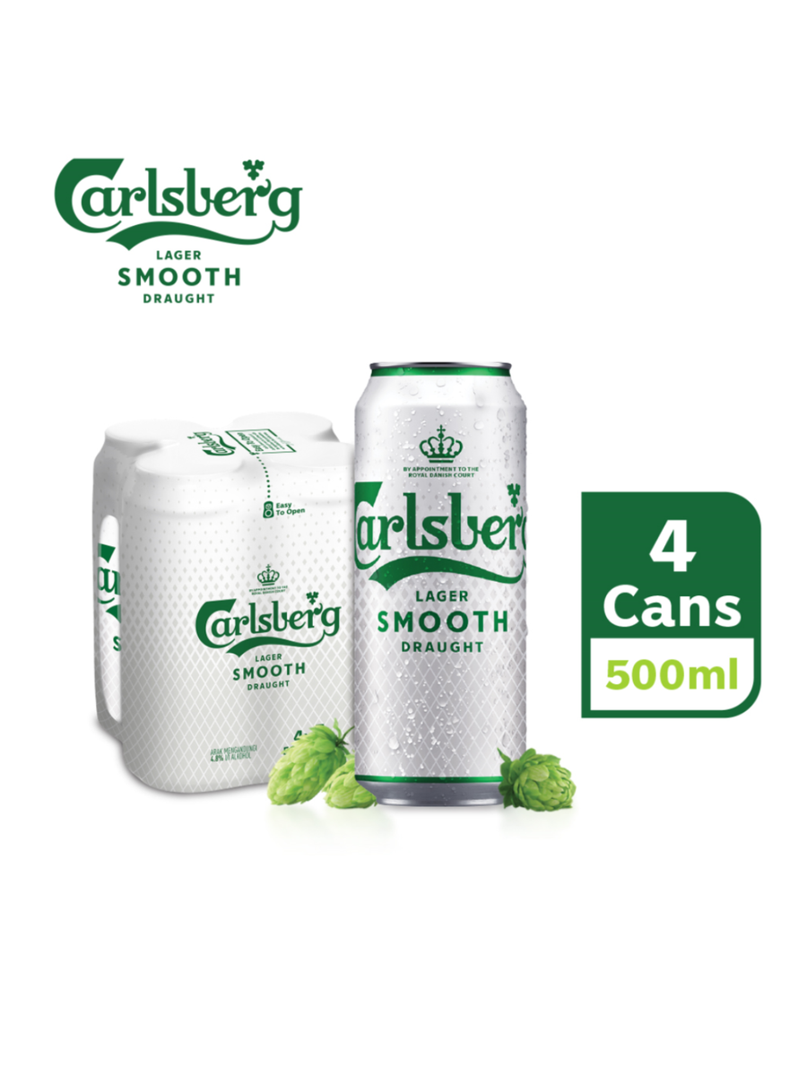CARLSBERG SMOOTH DRAUGHT BEER CAN 4X500ML – Village Grocer - Central i-City